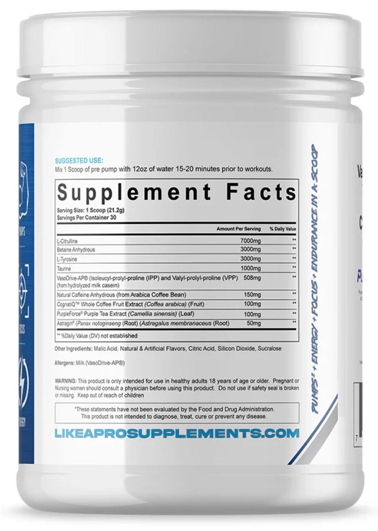 Like A Pro Supplements Preworkout Pump & Focus V4